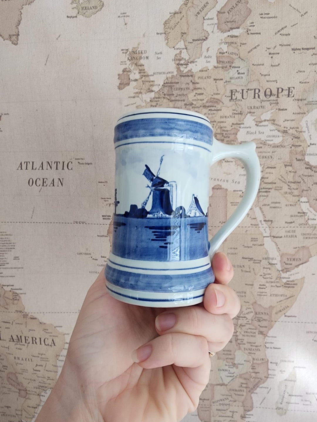 Vintage Delft Mug: Dutch Windmill Display Vase - Etsy