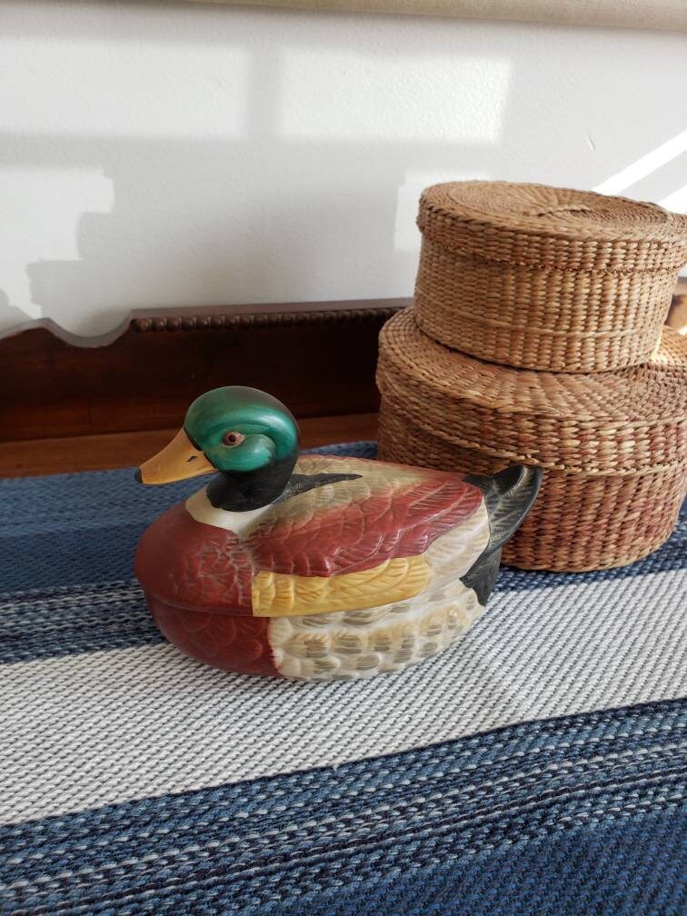 Vintage Mallard Duck Container With Lid - Etsy
