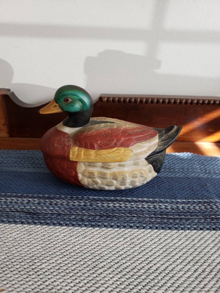 Vintage Mallard Duck Container With Lid - Etsy
