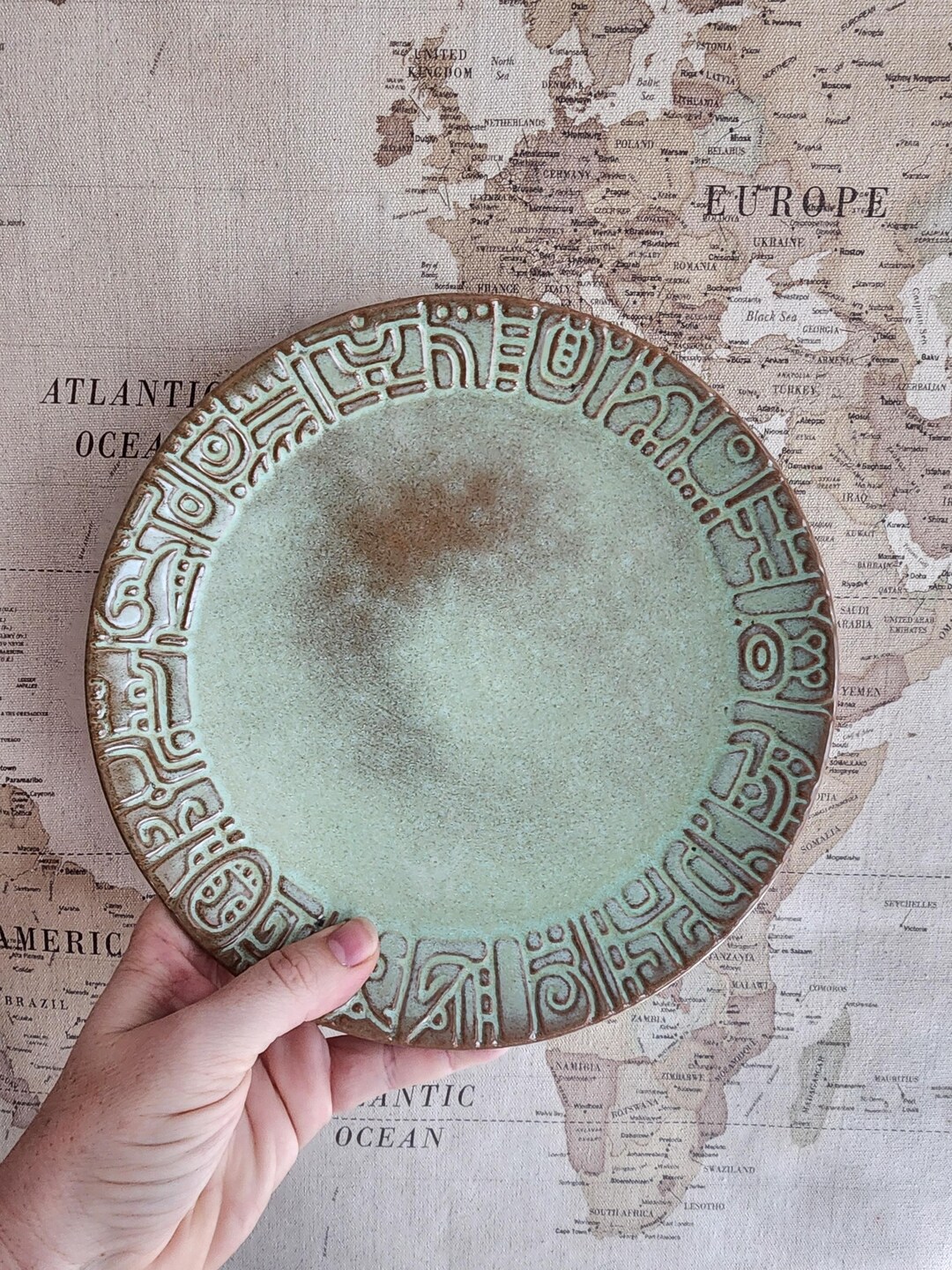 Aztec Plate by Frankoma Pottery in Plainsman Green - Etsy