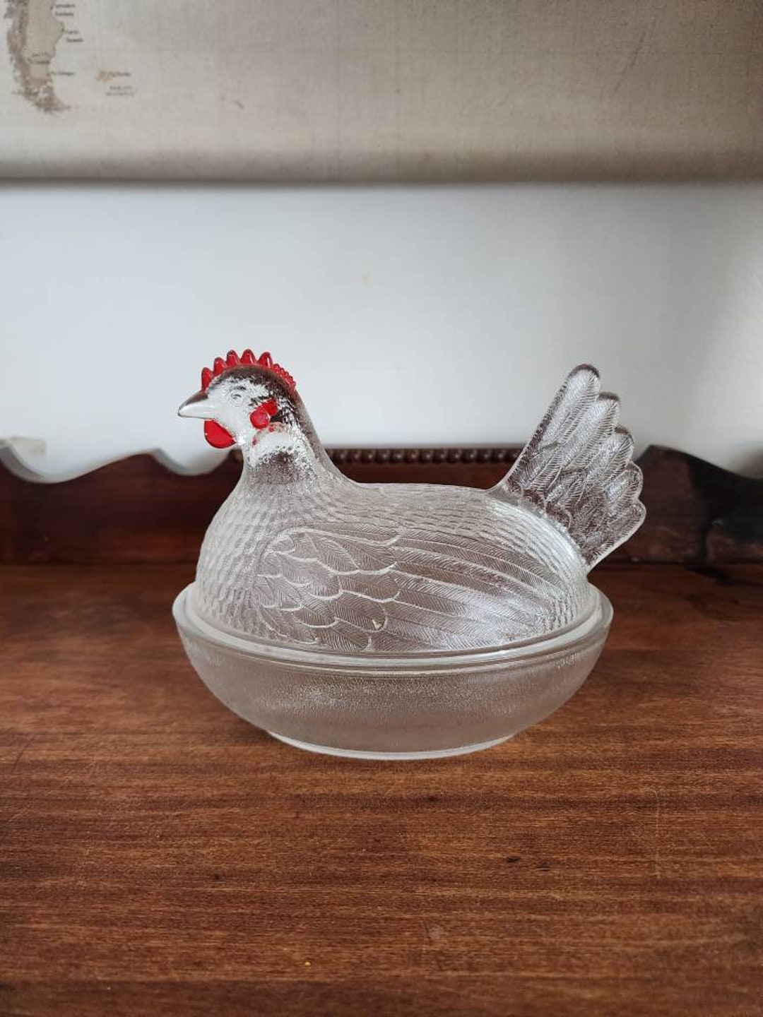 Vintage Clear Glass Chicken on Nest Candy Dish With Lid - Etsy