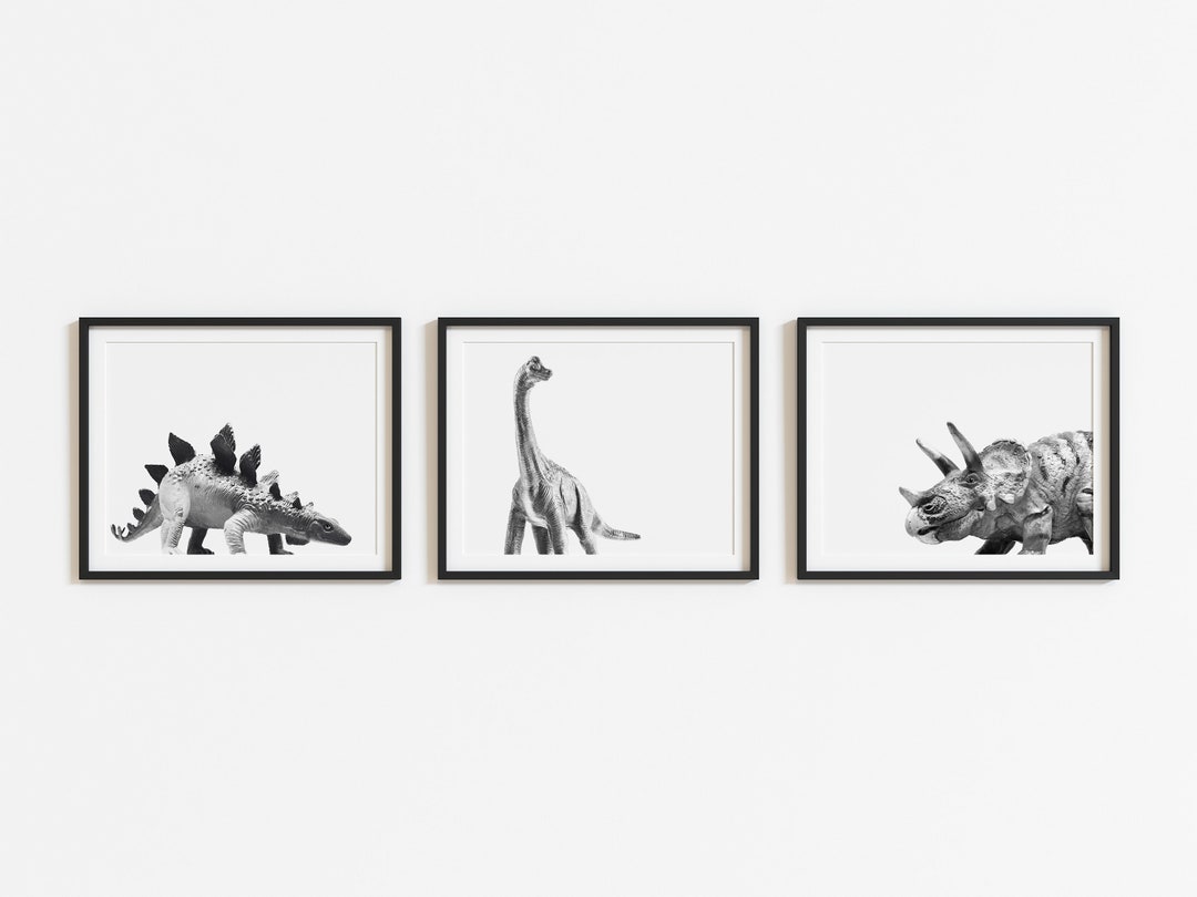 Dinosaur Print Set, Set of Three Dinosaurs, Landscape Orientation ...