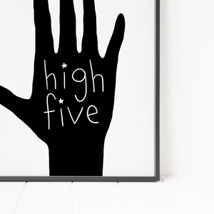 Monochrome Nursery Decor, High Five Wall Art, Kids Room Print ...