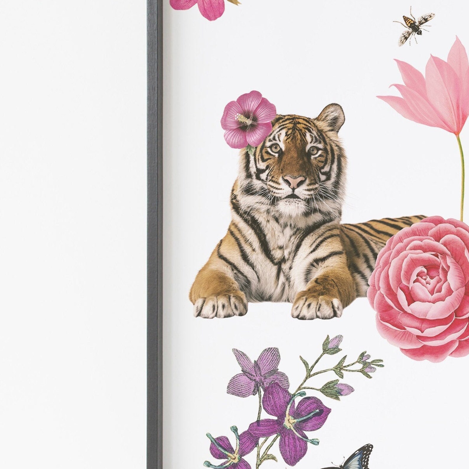 Tiger print floral print bohemian decor tiger wall art | Etsy