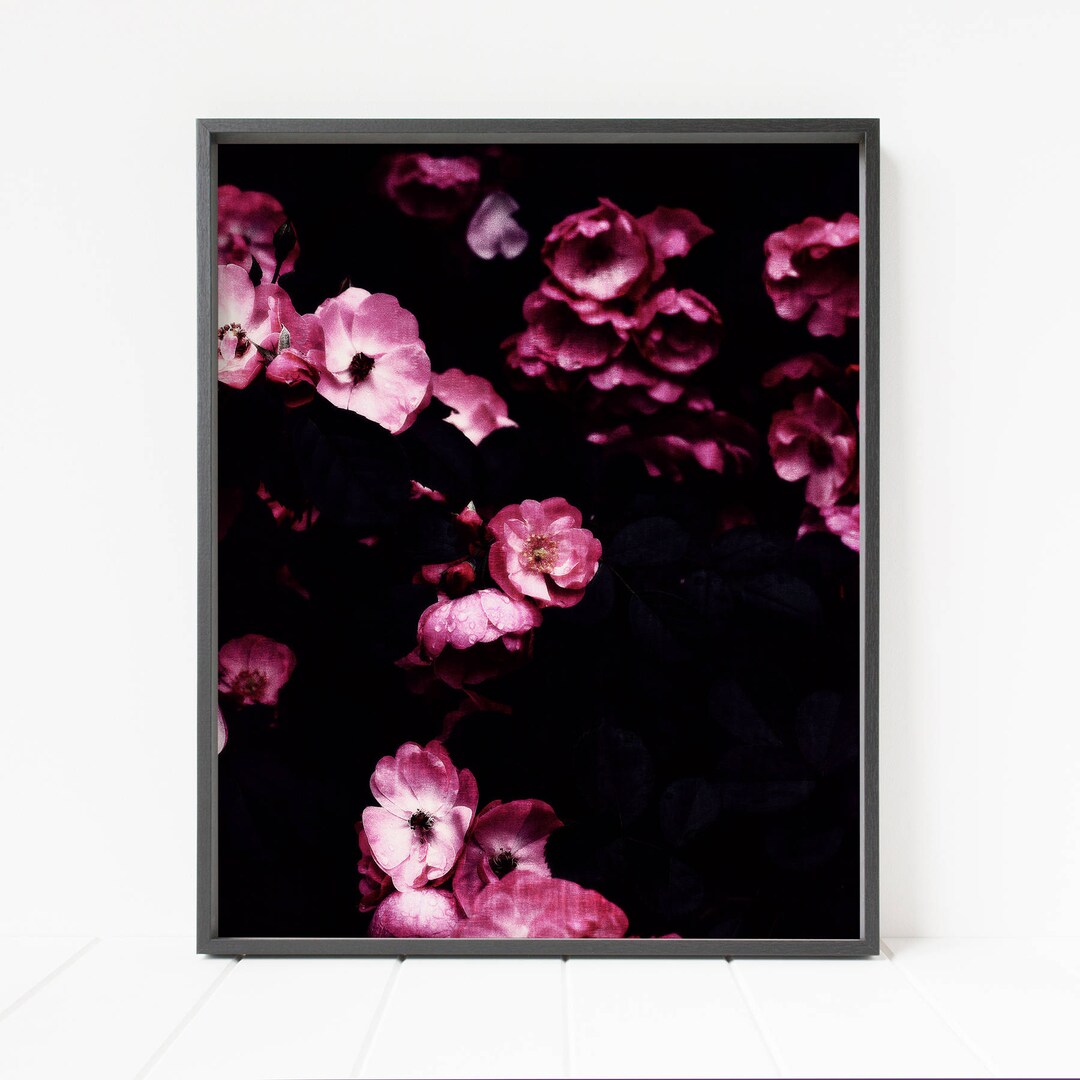 Flower Print, Pink Flowers, Floral Print, Moody Floral Decor, Floral ...