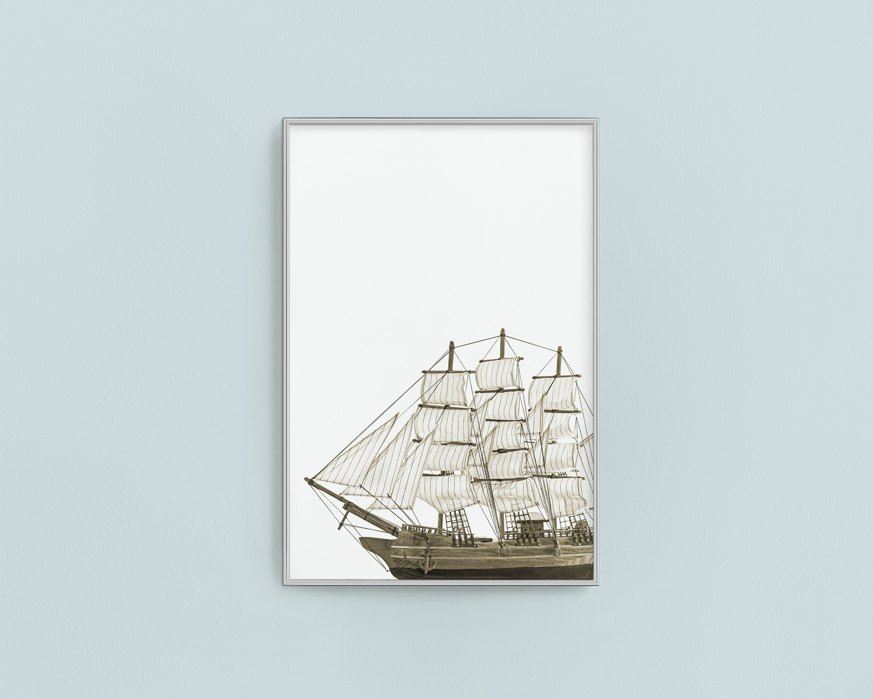 Printable Boat Art, Clipper Ship Print, Pirate Ship Print, Color Ship ...