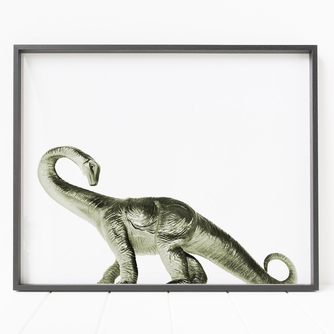Dinosaur Print, Brontosaurus Print, Nursery Wall Art, Muted Green ...
