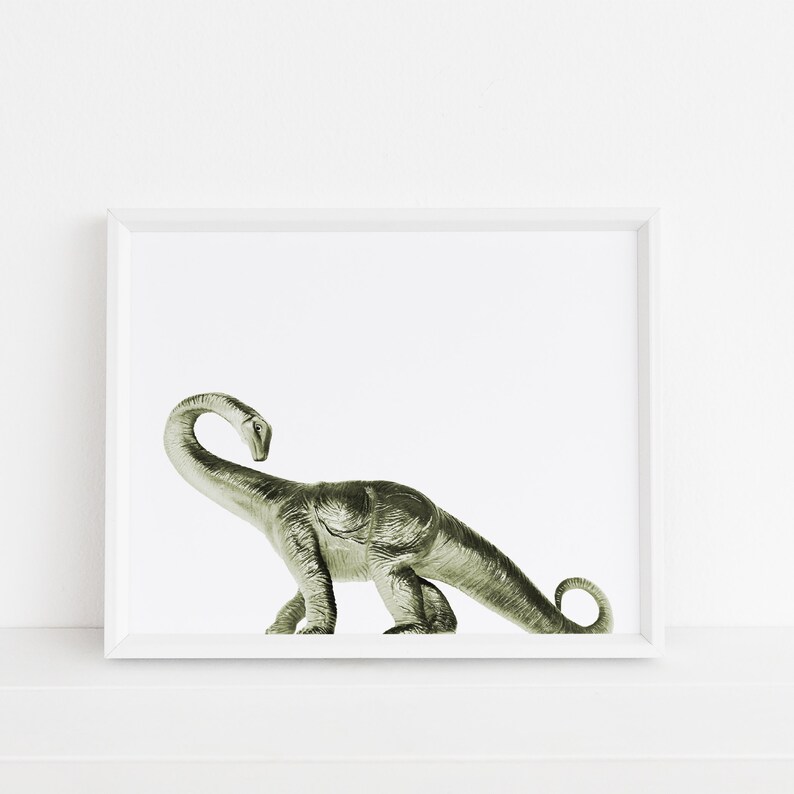 Dinosaur Print, Brontosaurus Print, Nursery Wall Art, Muted Green ...