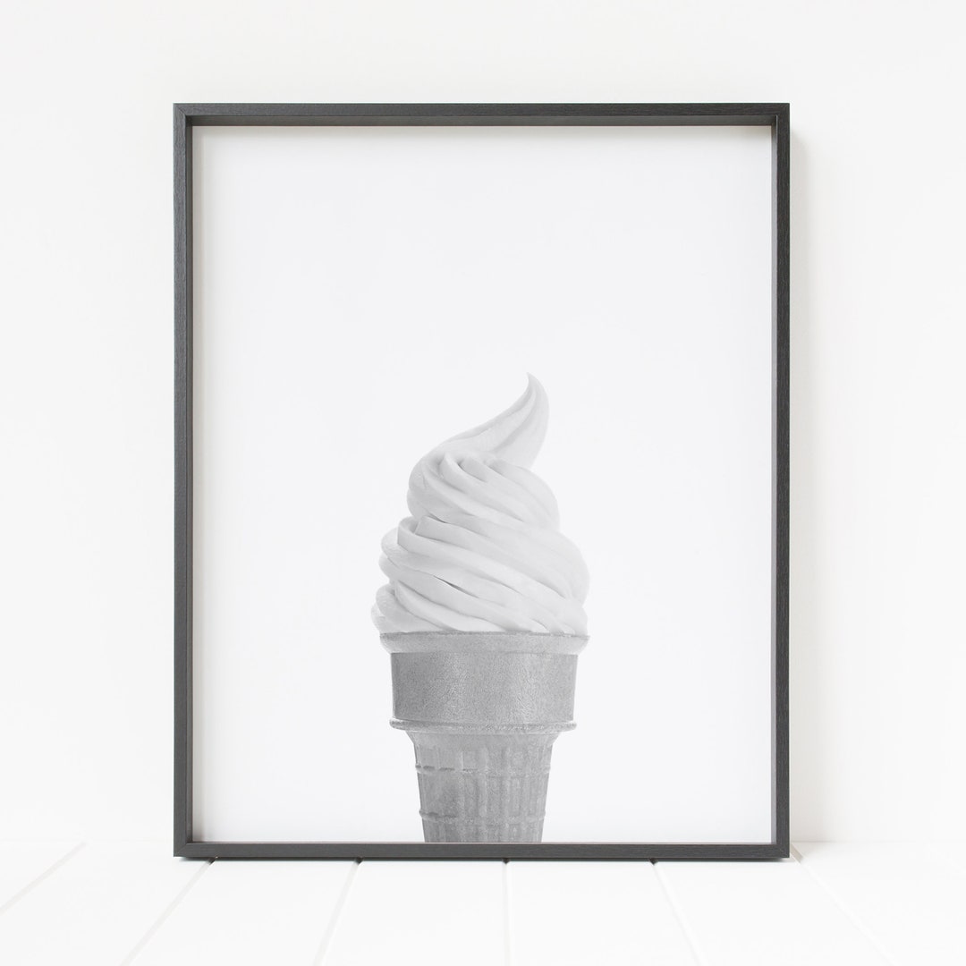 Ice Cream Print, Ice Cream Cone, Soft Serve, Ice Cream Decor, Dessert ...