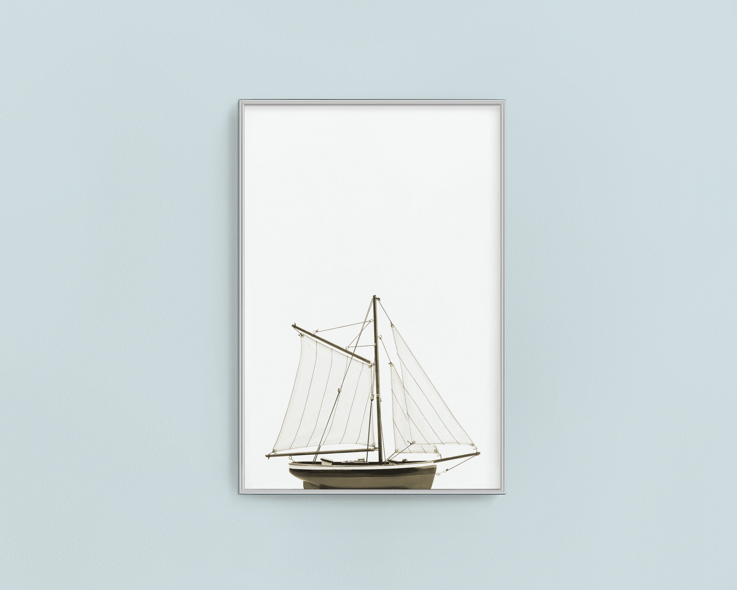 Sailboat print printable boat wall art color sailboat art | Etsy