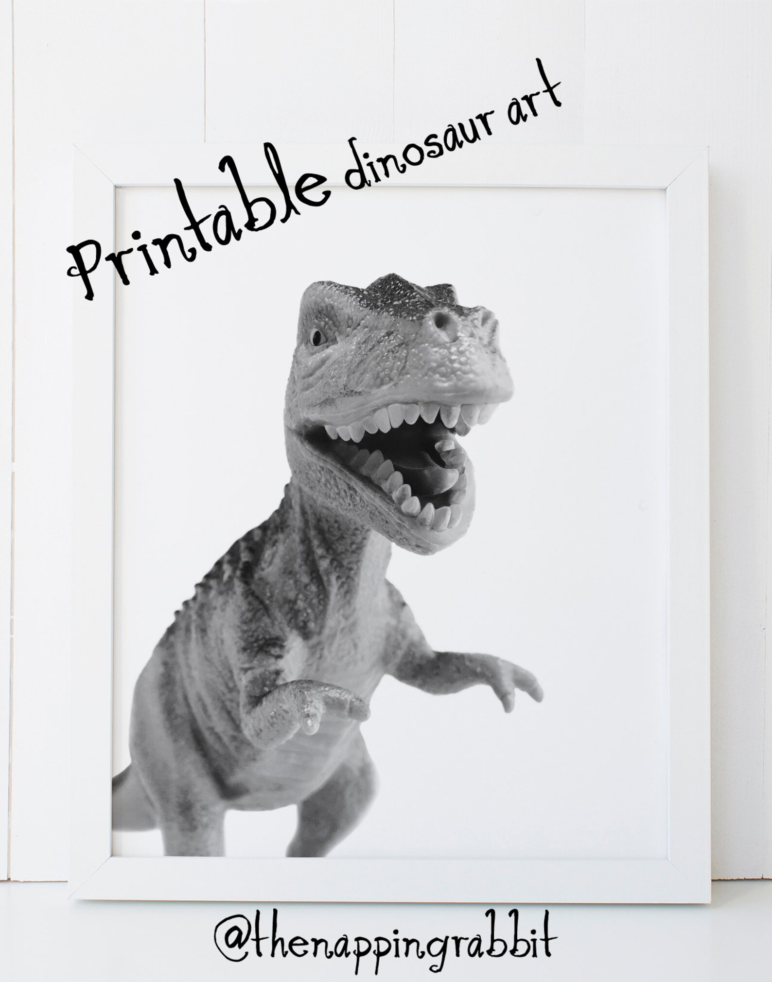 T-rex Wall Decor Dinosaur Print Dinosaur Decor Black and | Etsy