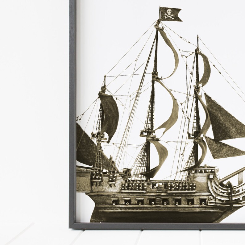 Pirate Ship Wall Art, Pirate Ship Print, Clipper Ship Print, Nautical ...