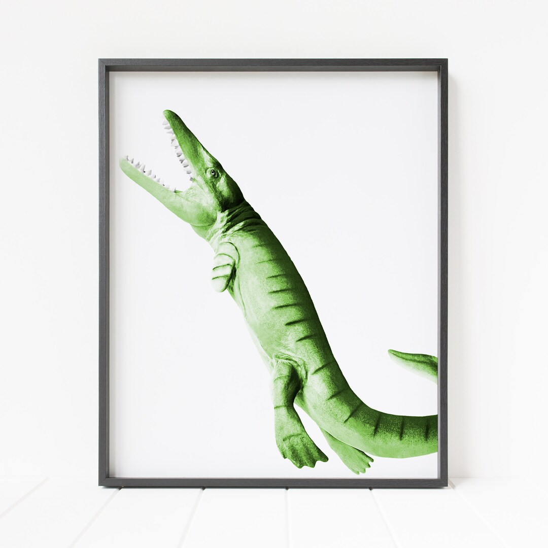 Mosasaur Dinosaur Print, Green Dinosaur, Water Dinosaur, Swimming ...