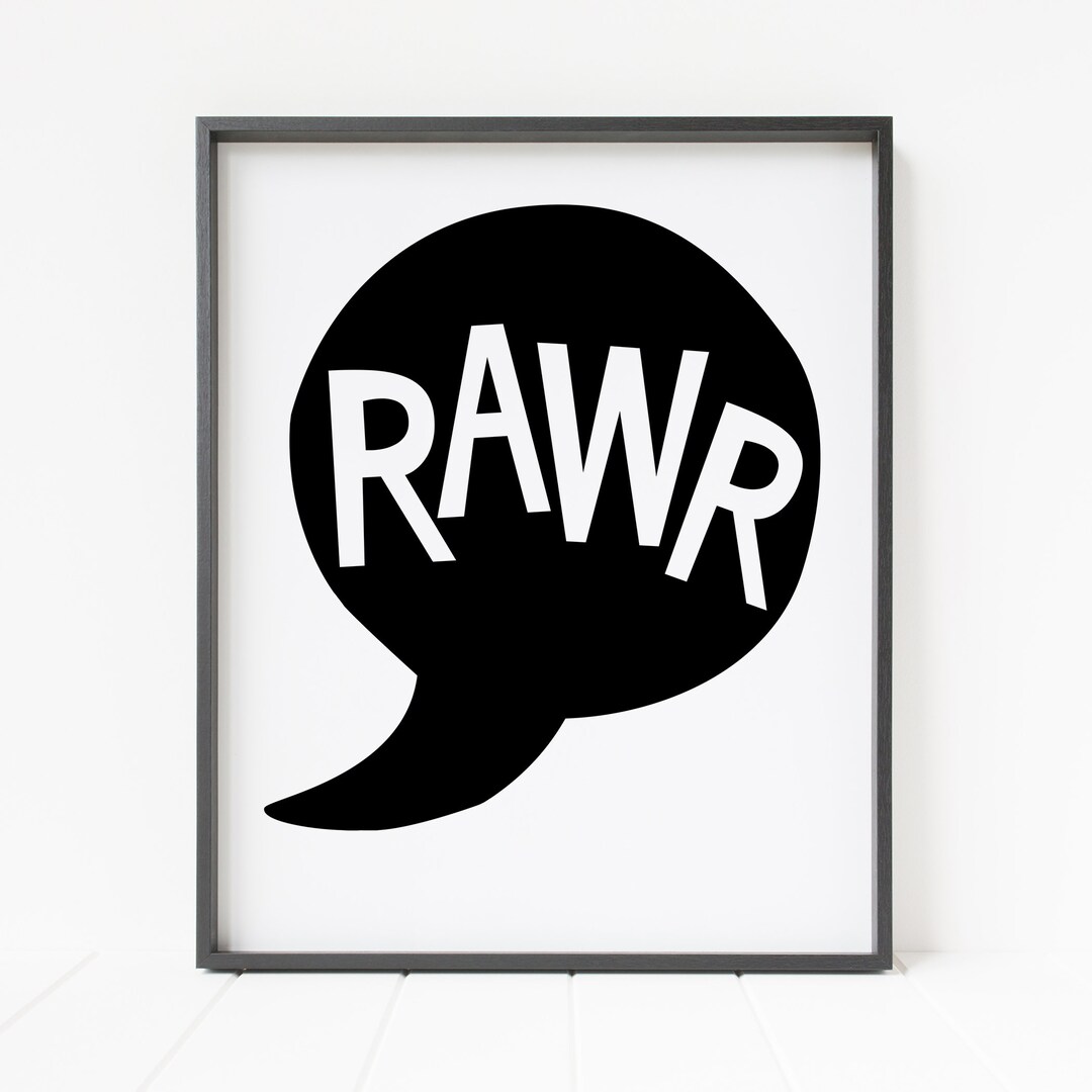 RAWR Print, Roaring Word Bubble, Dinosaur Roar Print, Playroom Decor ...