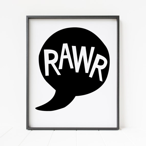 RAWR Print Roaring Word Bubble Dinosaur Roar Print Playroom - Etsy