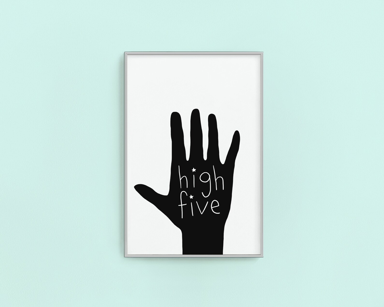Monochrome Nursery Decor High Five Wall Art Kids Room Print | Etsy