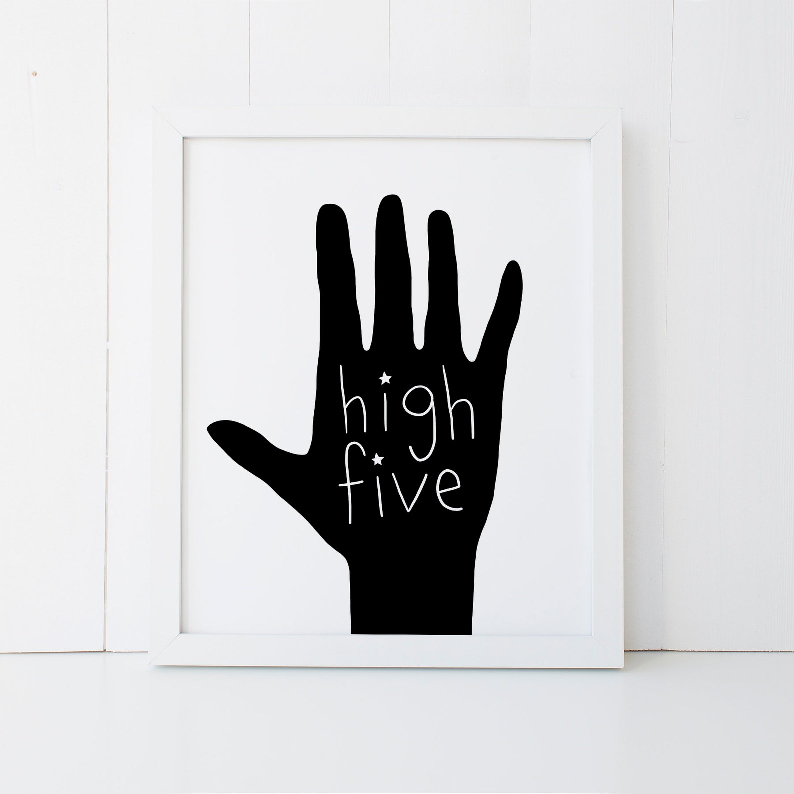 Monochrome Nursery Decor High Five Wall Art Kids Room Print | Etsy