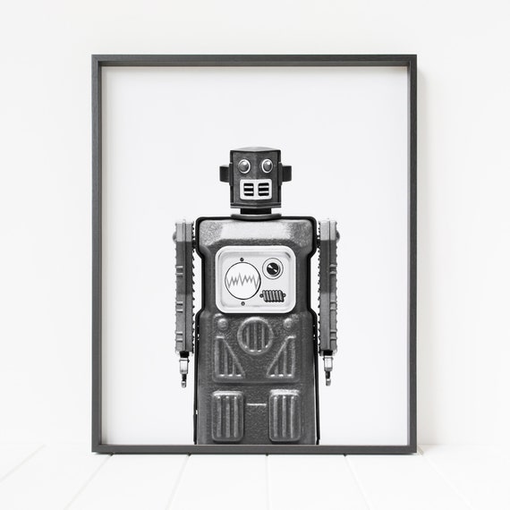 Robot Print Robot Nursery Decor Robot Wall Art Black and - Etsy