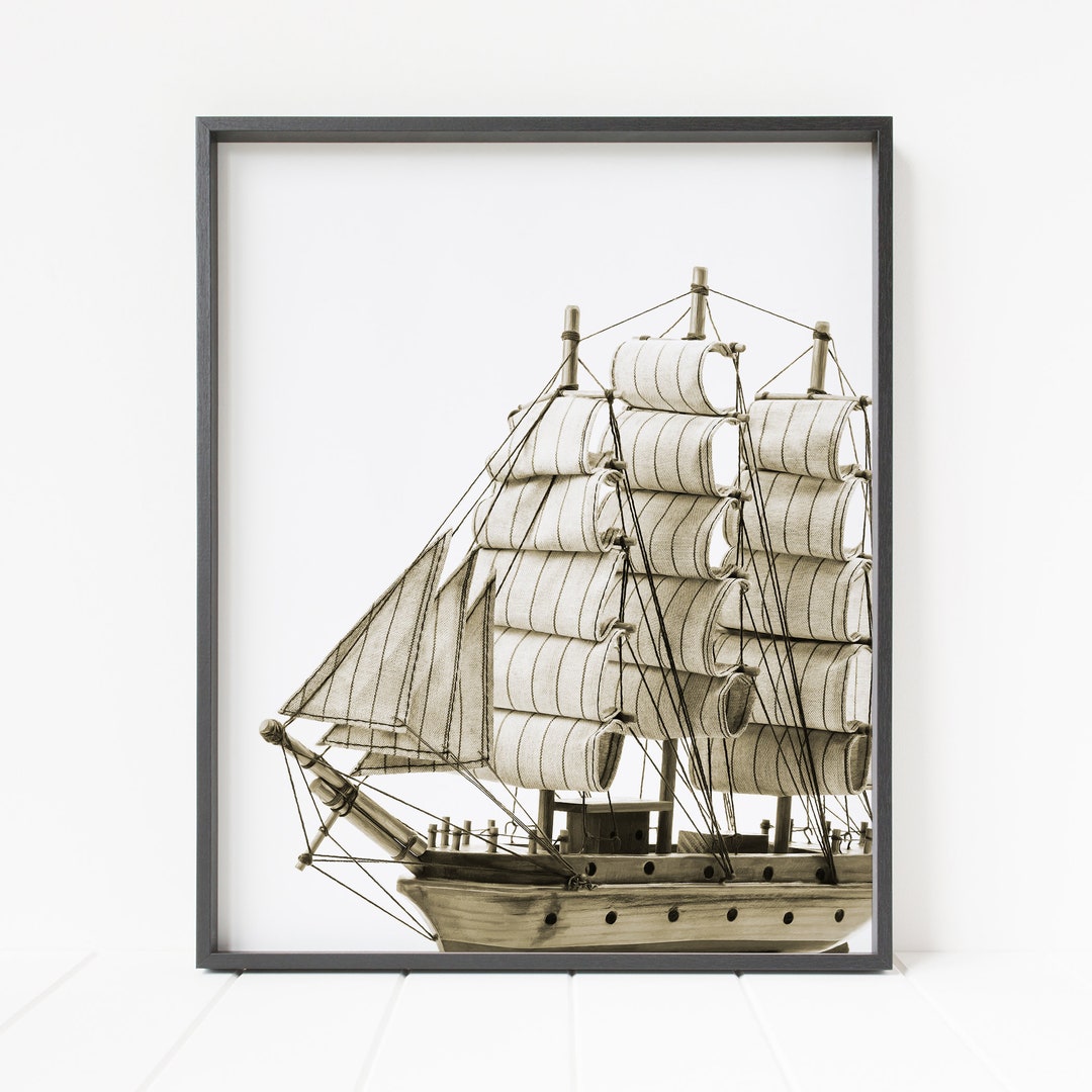 Clipper Ship Print, Sailboat Decor, Nautical Nursery Art, Clipper Ship ...