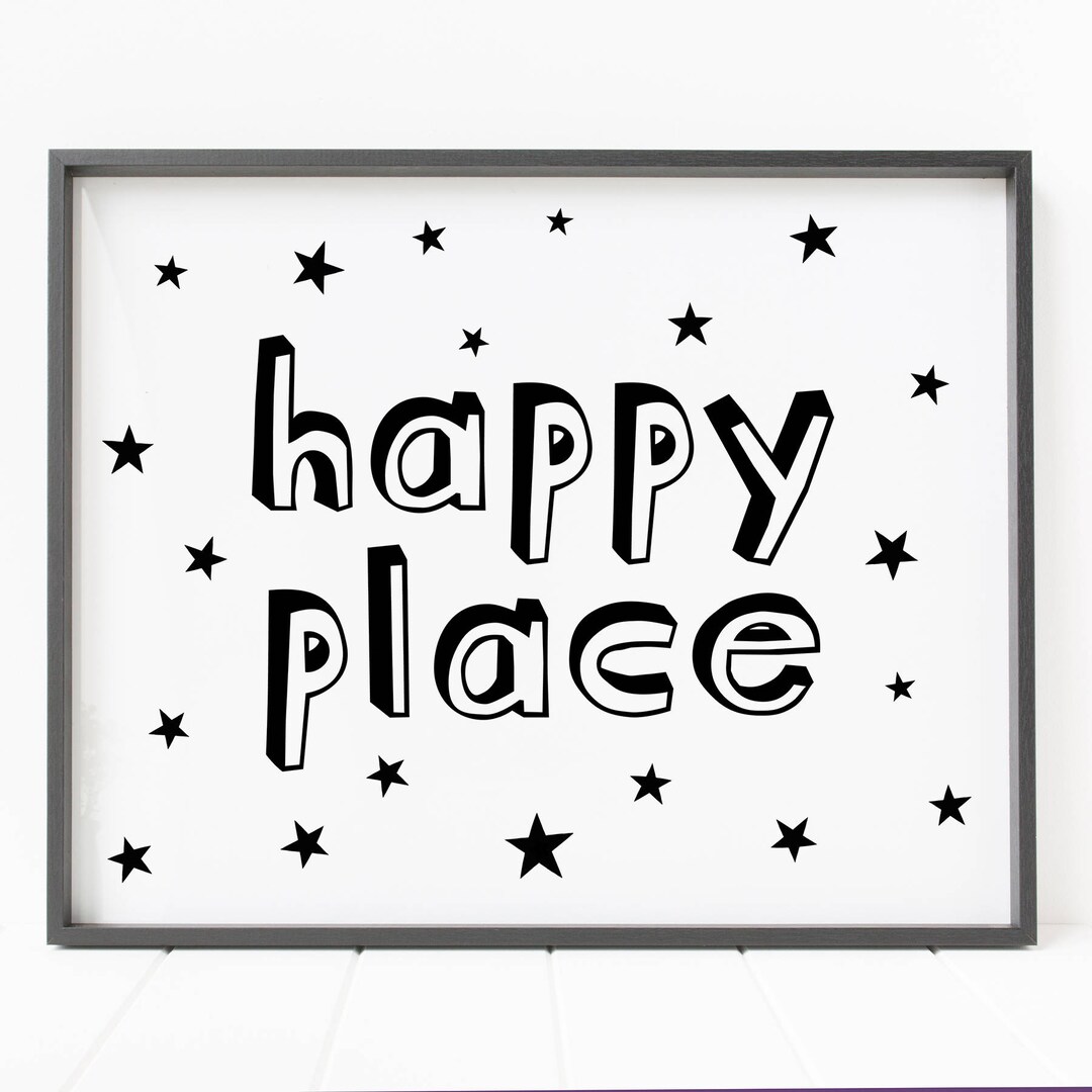 Nursery Quote, Happy Place Printable Art, Nursery Decor, Kids Room ...