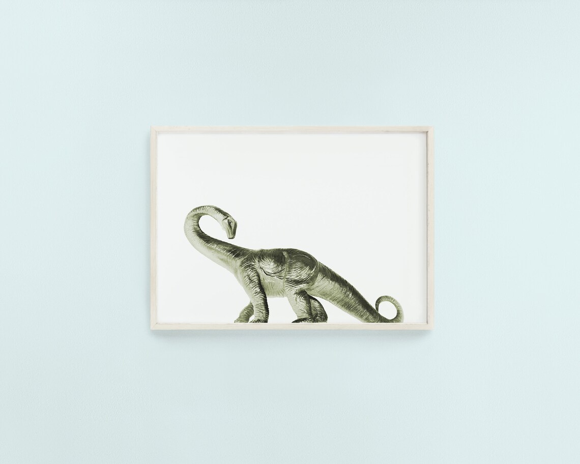Dinosaur Print, Brontosaurus Print, Nursery Wall Art, Muted Green ...