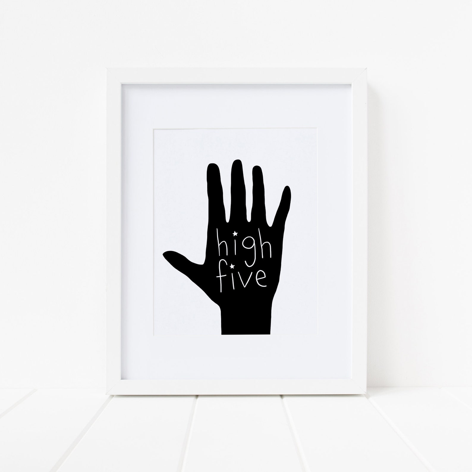 Monochrome Nursery Decor High Five Wall Art Kids Room Print | Etsy