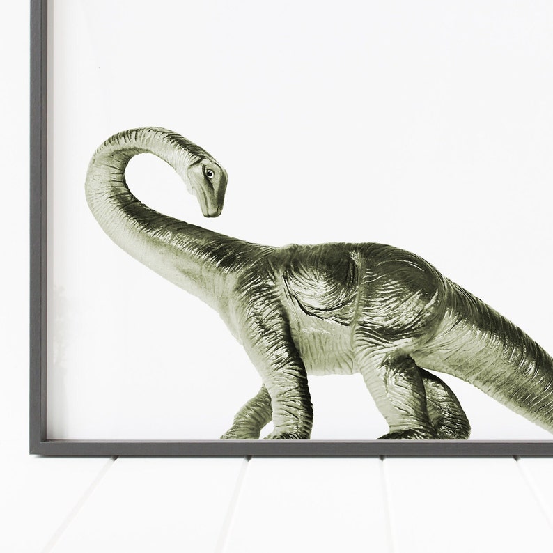 Dinosaur Print, Brontosaurus Print, Nursery Wall Art, Muted Green ...