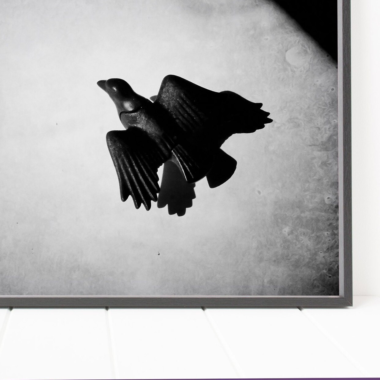 Crow print bird print black and white moody wall art crow | Etsy