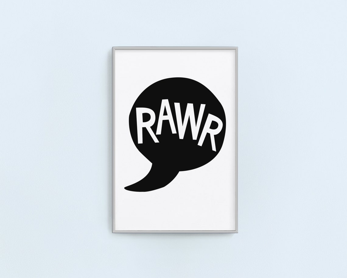 RAWR Print Roaring Word Bubble Dinosaur Roar Print Playroom - Etsy