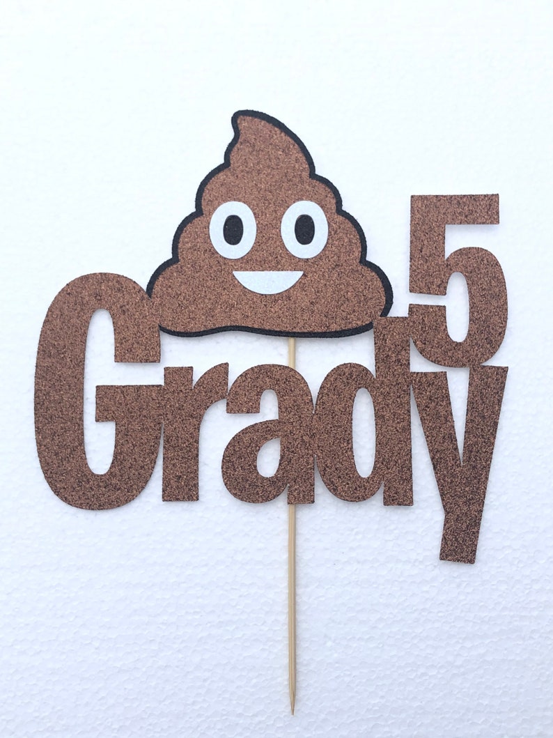 Custom Cake Topper With Name and Age Poop Emoji Cake Topper | Etsy