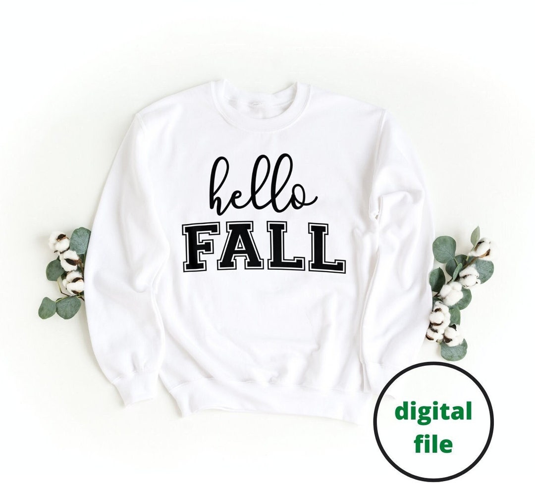 Hello Fall Svg Cut File, Cricut Cut File for Fall, Athletic Fall Design ...