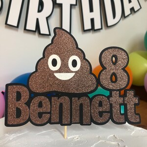 Custom Cake Topper With Name and Age, Poop Emoji Cake Topper, Emoji ...