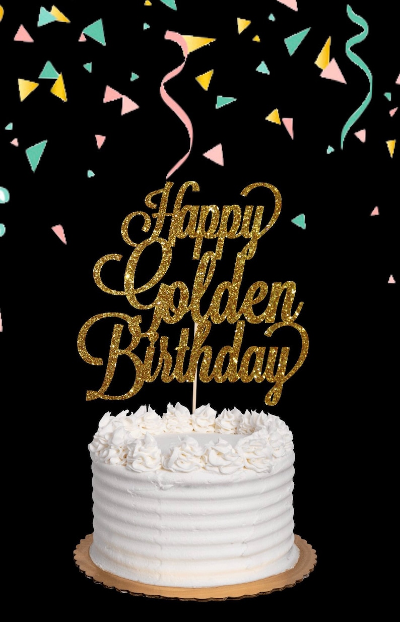 Happy Golden Birthday Cake Topper Happy Birthday 25th | Etsy