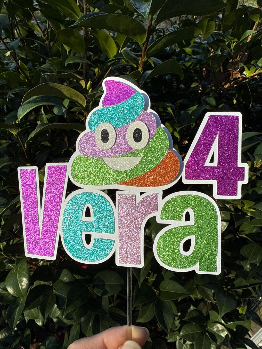 Custom Cake Topper With Name and Age,rainbow Poop Emoji Cake Topper ...