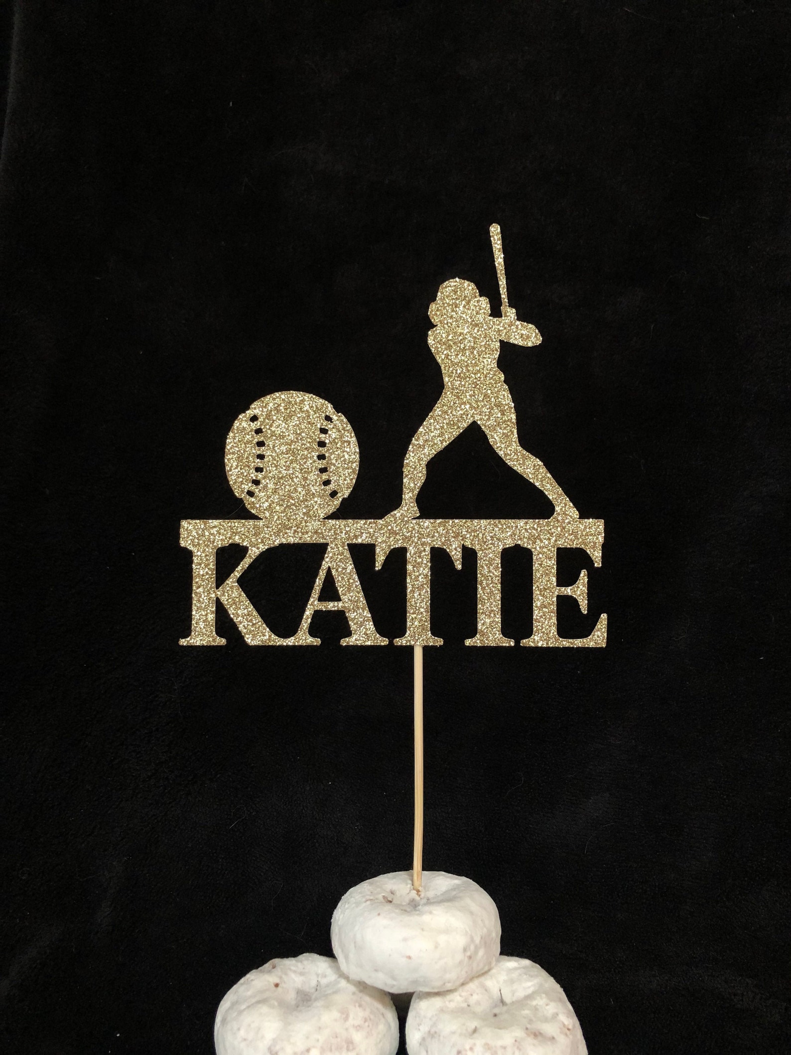 Glitter Cake Topper ~ Softball Cake Topper ~ Softball Party Decor ...