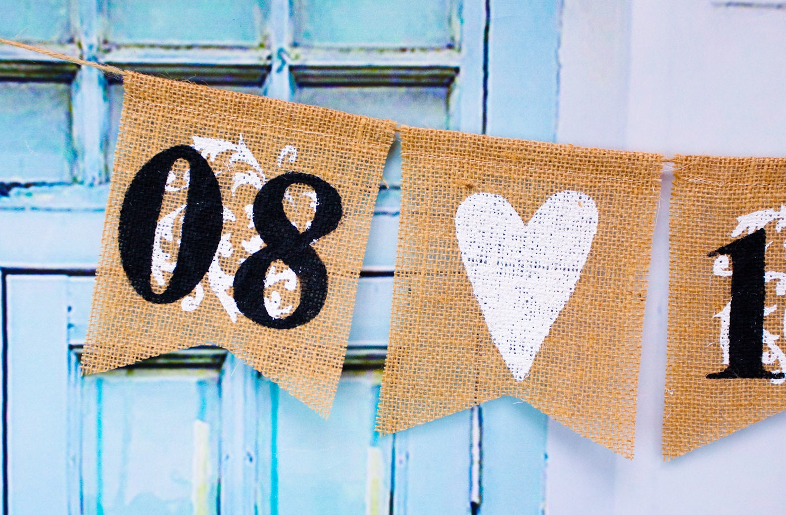 WEDDING DATE Banner Wedding Burlap Banner Happily Ever | Etsy