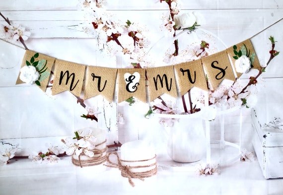 Custom MR and MRS WEDDING Burlap Banner Rustic Style Banner - Etsy