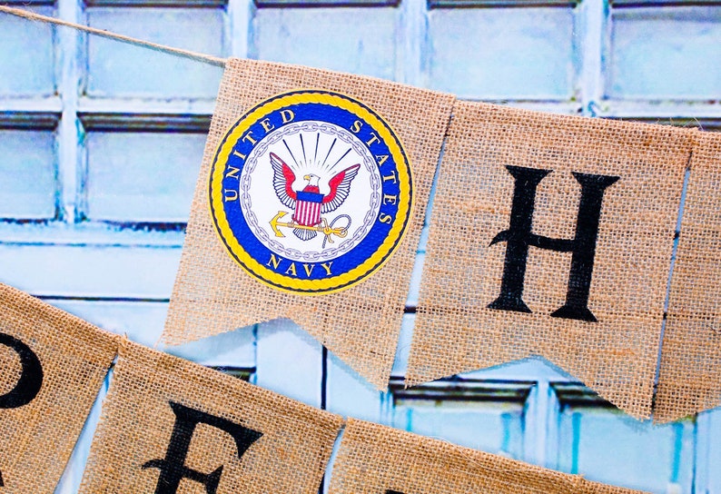 NAVY RETIREMENT Burlap Banner Happy Retirement Bannerthe - Etsy