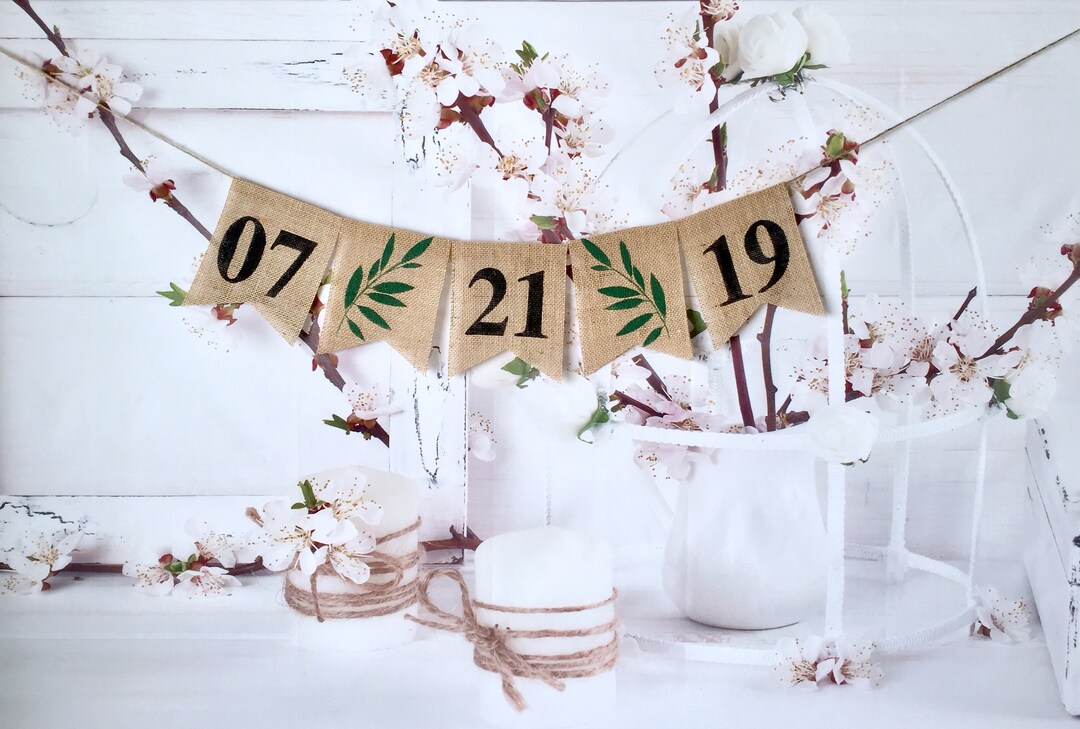 Custom Wedding Date Burlap Banner: Greenery Wedding Rustic Decor. - Etsy