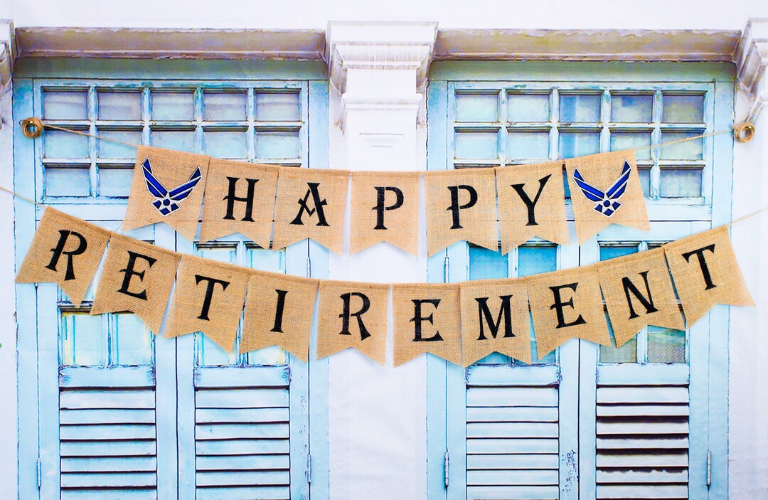 AIR FORCE RETIREMENT Burlap Banner, Happy Retirement Banner, the Legend ...