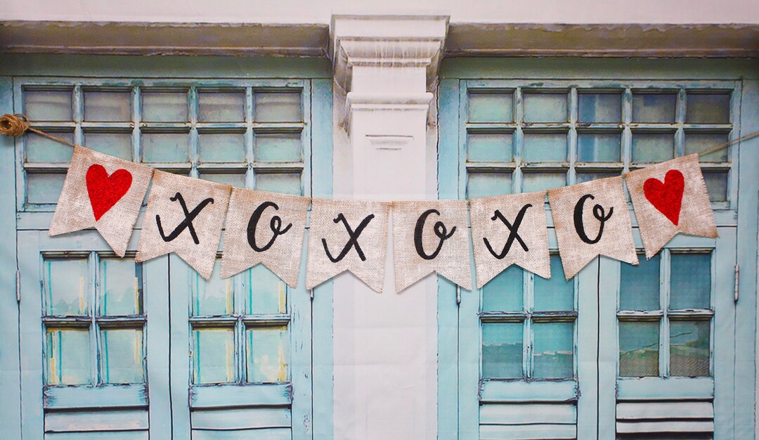 Vintage XO-XO-XO Valentine's Day Banner, Rustic Valentine's Day Garland ...