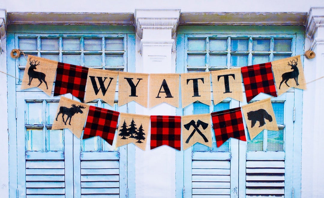 Custom Named Burlap Banner,lumberjack Baby Shower, Lumberjack Party ...