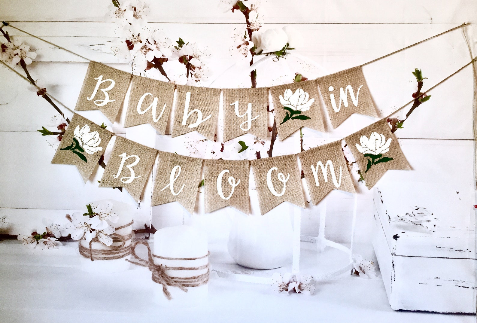 Baby Shower Burlap Banner Baby in Bloom Burlap Banner Baby - Etsy
