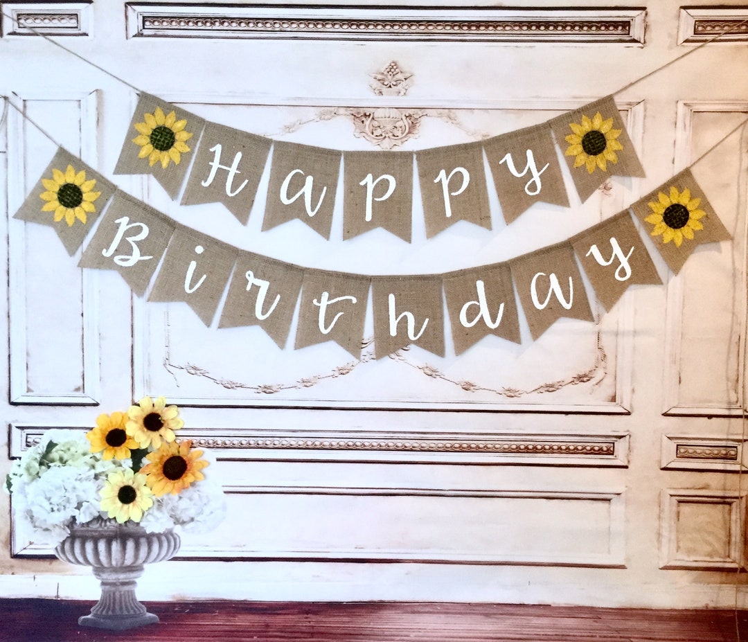 Custom Burlap Birthday Banner: Sunflower Party Decoration - Etsy