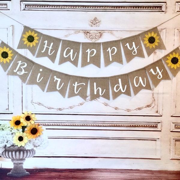 Sunflower Happy Birthday Banner - Etsy