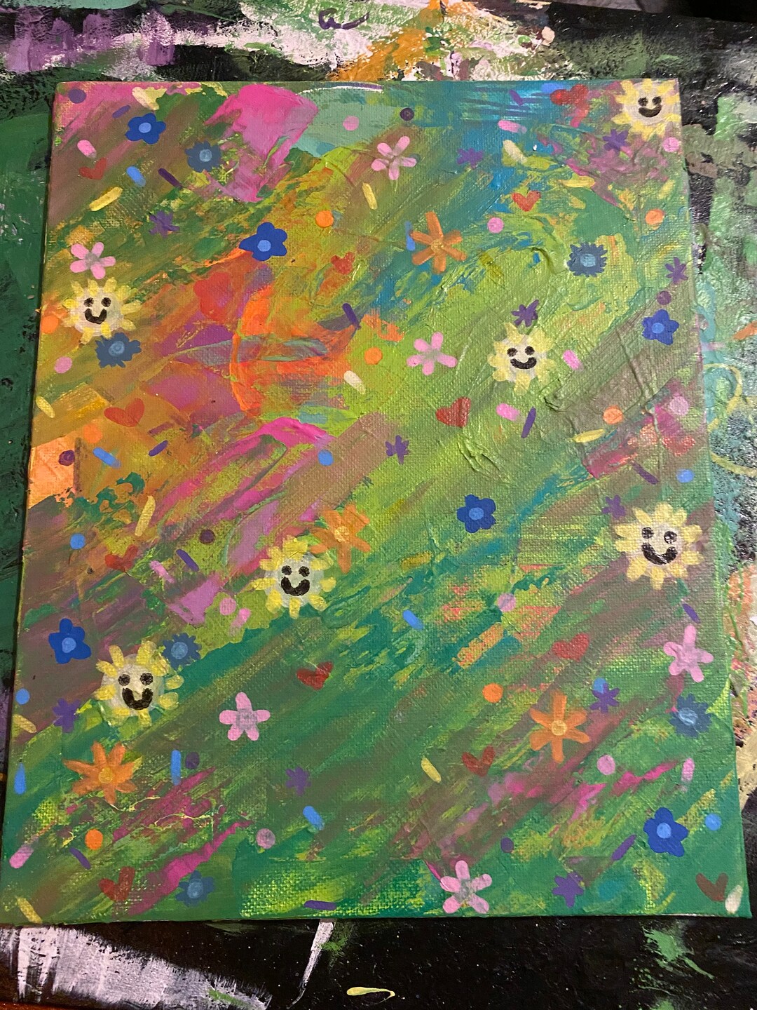Original Groovy Colorful Abstract Pattern Painting - Etsy