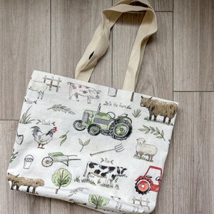 Cotton Canvas Farm Print Tote Bag, Reusable Grocery Bag - Etsy
