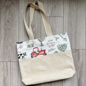 Cotton Canvas Farm Print Tote Bag, Reusable Grocery Bag - Etsy