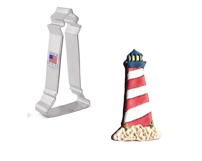 LIGHTHOUSE Metal Cookie Cutter 4.75 Inch Ann Clark US Tin Plated Steel ...