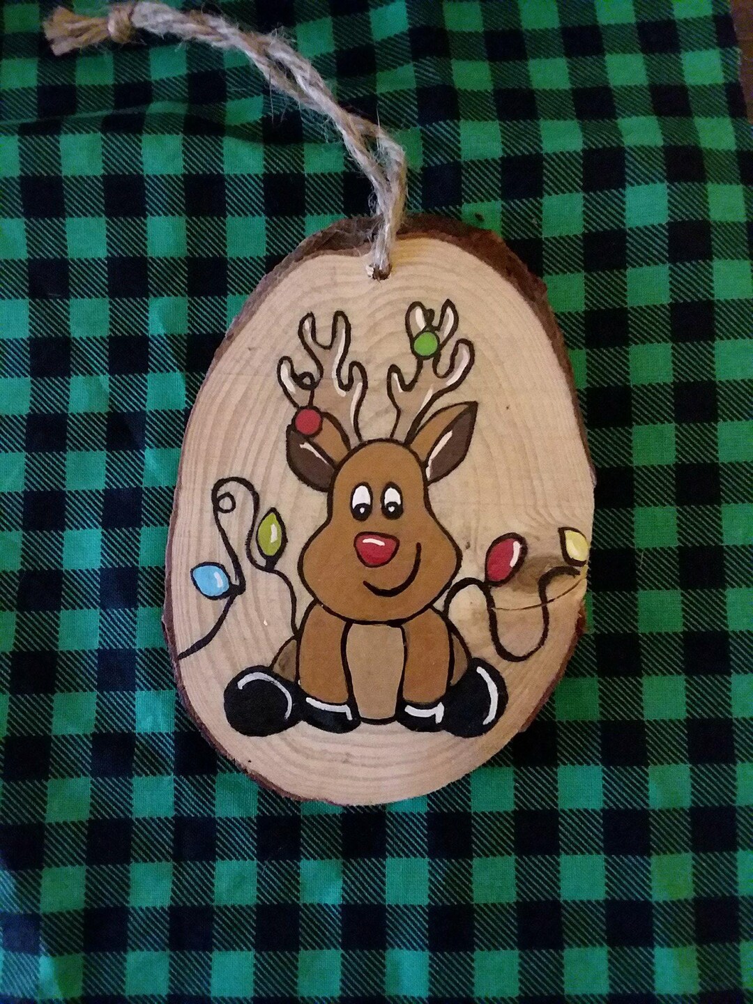 Reindeer Wood Slice Ornament - Etsy